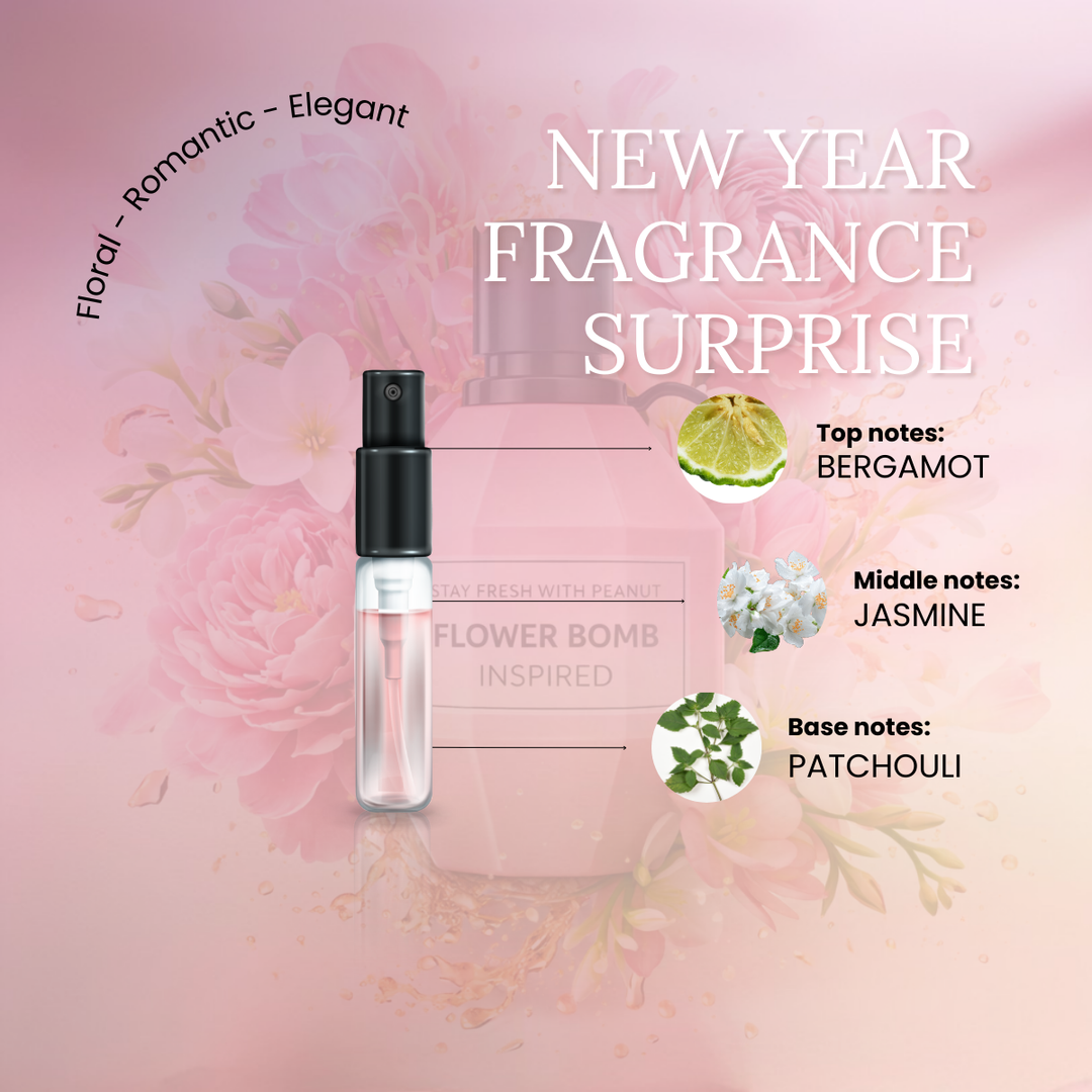 Flower Bomb Perfume Sample Vial (3 ml) – Stay Fresh with Peanut